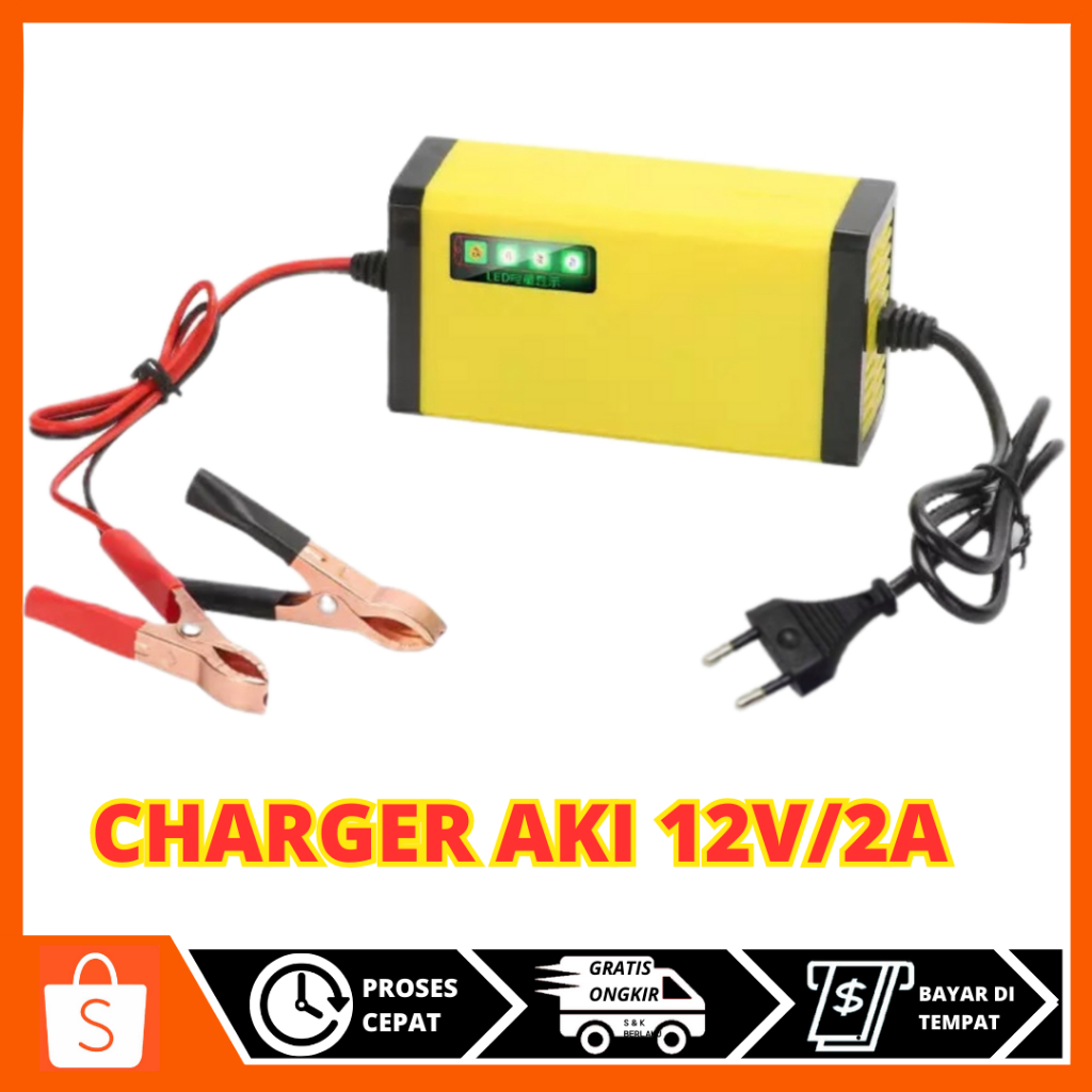 Jual Charger Aki Portable 12V/2A Mobil Motor Accu Charger Portable 12Volt 2Ampere Charger Aki ...