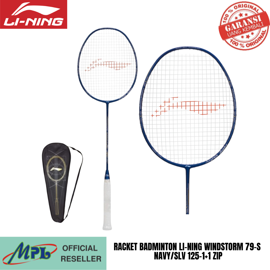 Jual RACKET BADMINTON LINING WINDSTORM 79-S NAVY/SLV 125-1+1 ZIP ...