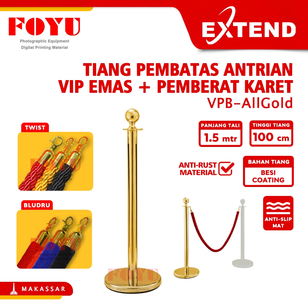 Jual Tiang Pembatas Antrian Antrean VIP Emas Gold Besi Coating Queue ...