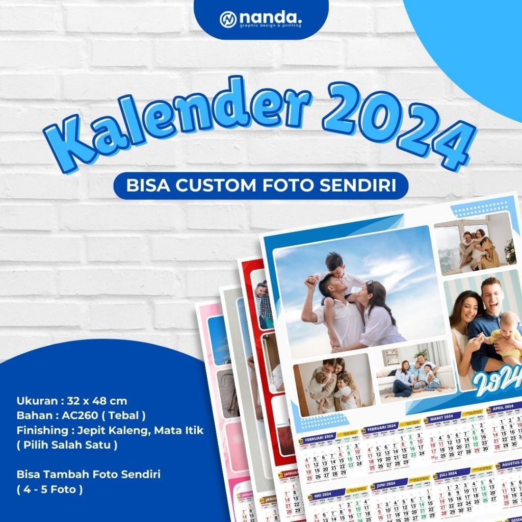 Jual KALENDER CUSTOM 2024 1 LEMBAR 12 BULAN | Shopee Indonesia