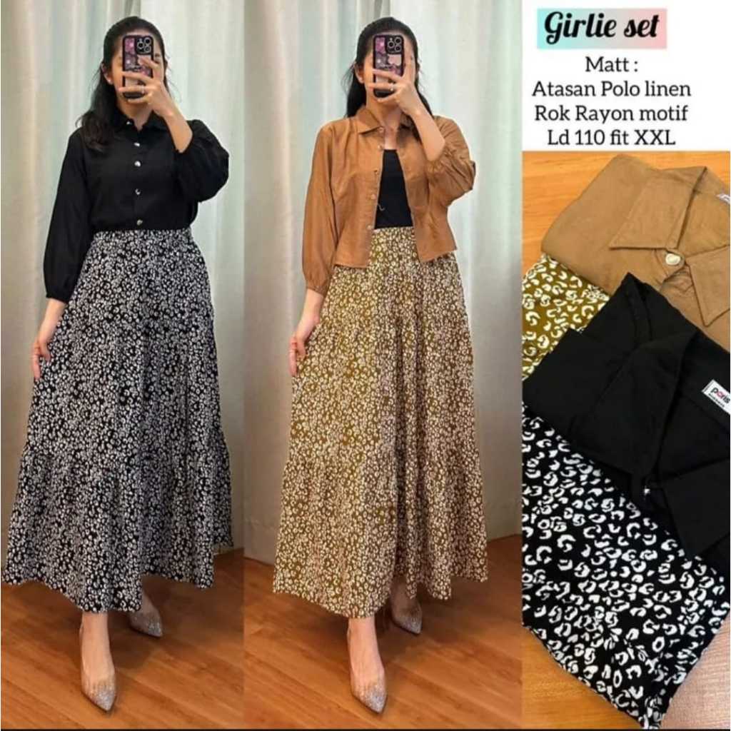 Jual New Nara Setrok Rayon Terlaris Setelan Rok Kekinian One Set Kemeja ...