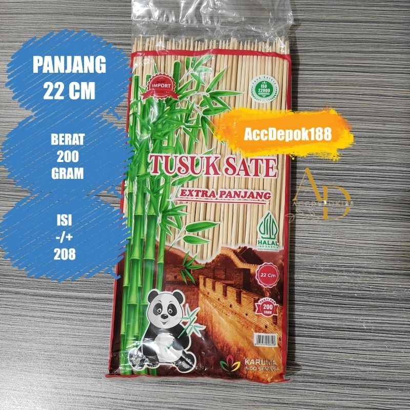 Jual TUSUK SATE KEMASAAN 200 GRAM / TUSUK SATE ATOZ PANJANG 22CM ...