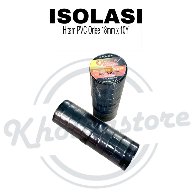 Jual (10 pcs) Isolasi Hitam PVC Orlee 18 mm x 10 yard | Shopee Indonesia