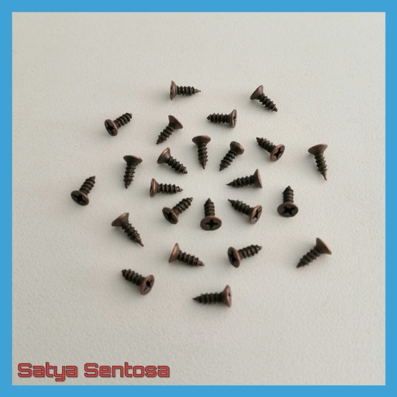 Jual Sekrup Mini Cokelat Antik 4 x 6 mm / Sekrup Kecil Mini Cokelat ...