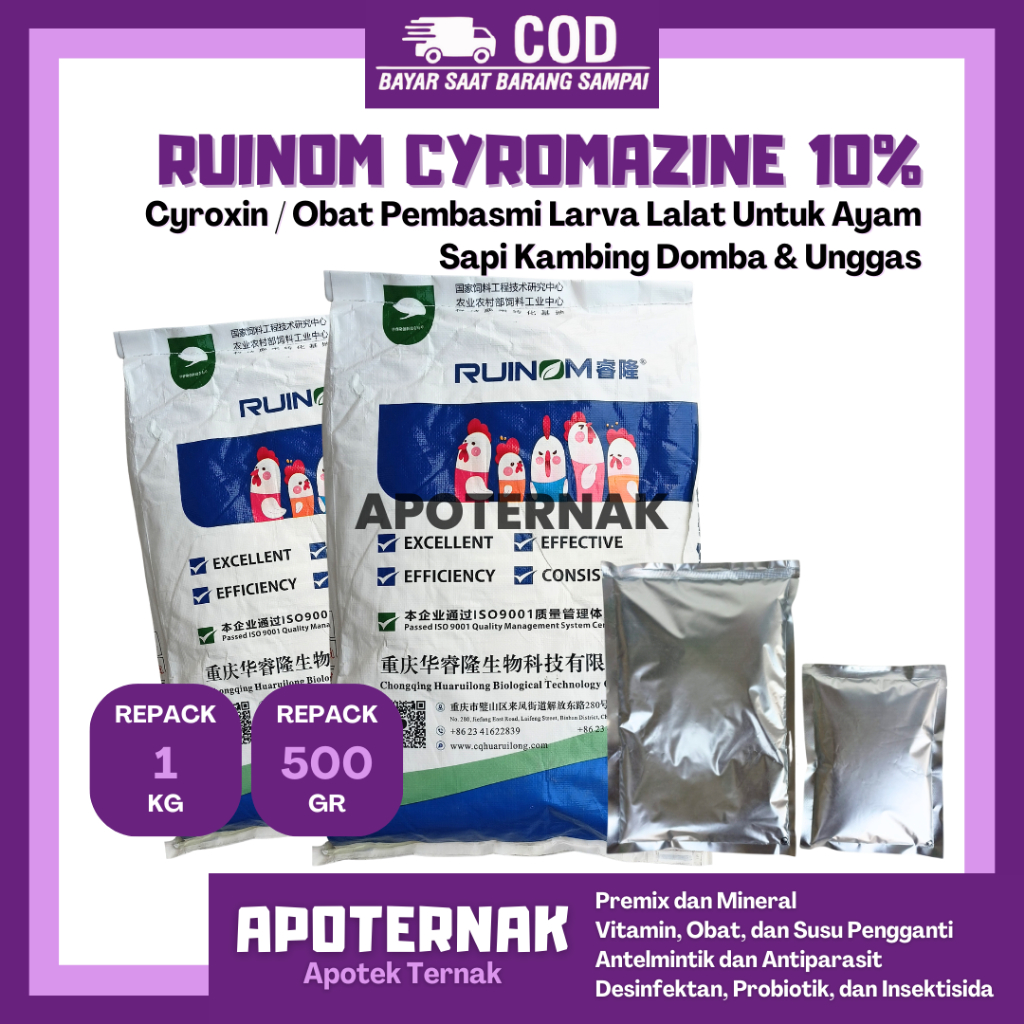 Jual RUINOM CYROXIN - Obat Anti Larva Lalat Cyromazine Ayam Sapi ...