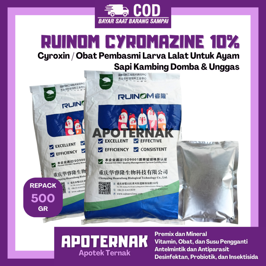 Jual CYROXIN 500 gram | Obat Anti Larva Lalat Cyromazine Ayam Sapi ...