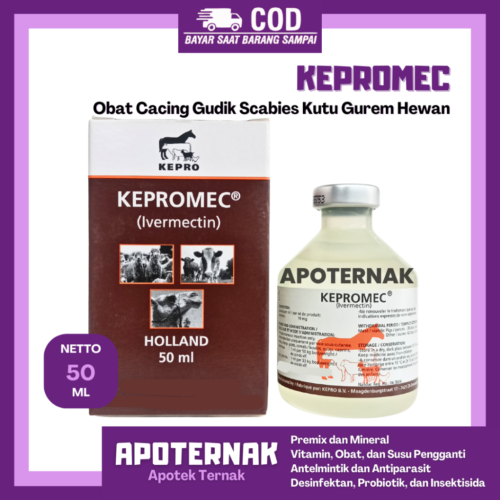 Jual KEPROMEC INJEKSI 50 ML - Obat Anti Parasit endo dan Ekto Cacing ...