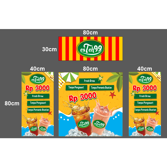 Jual banner rombong es teh 99 ukuran sesuai gambar | Shopee Indonesia