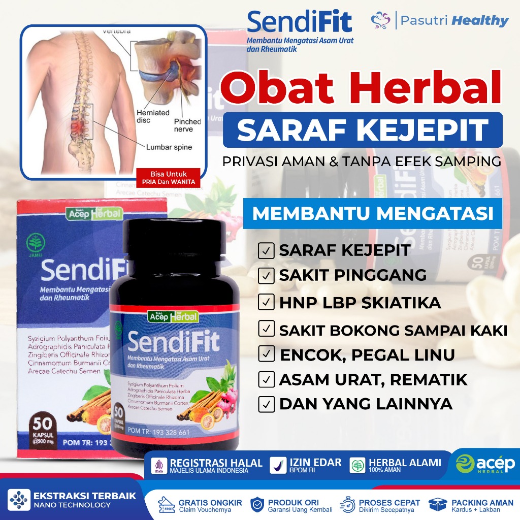 Jual Kapsul Sendifit Obat Herbal Saraf Kejepit Sakit Pinggang Dan Kaki ...