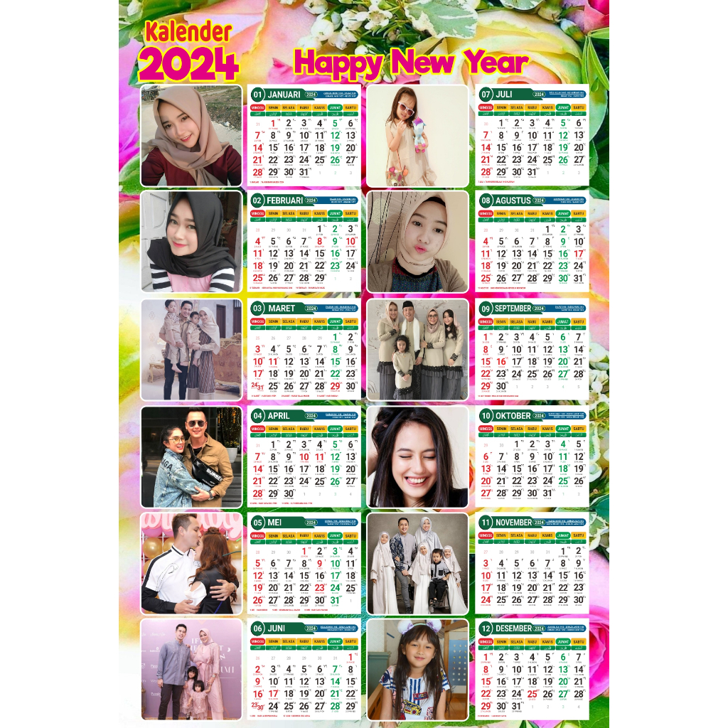 Jual KALENDER DINDING 1 LEMBAR/KALENDER 2024/KALENDER CUSTOM FOTO 260 ...