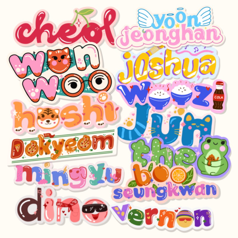 Jual Sticker Seventeen Member Name Satuan (MINIMAL 3) | Shopee Indonesia