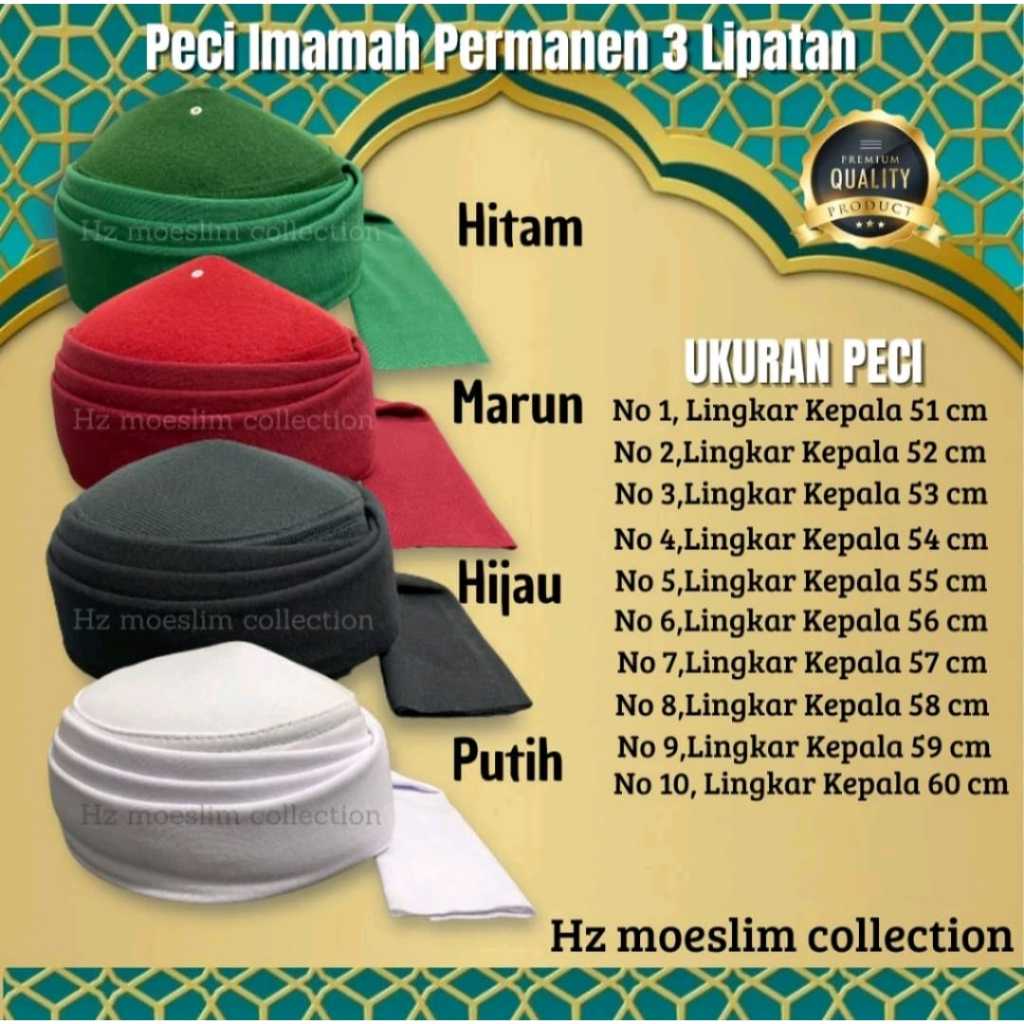 Jual Peci Imamah Permanen Bisa Untuk Anak Anak Dan Dewasa 3 Lipatan ...