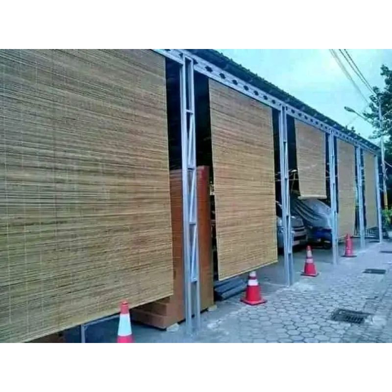 Jual Tirai bambu sawit krey outdoor uk L 2M X T 2M+ tali penggulung ring | Shopee Indonesia