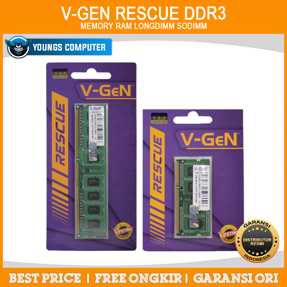 Jual RAM V-GEN RESCUE DDR3 2GB 4GB 8GB 1600Mhz LONGDIMM SODIMM | Shopee ...