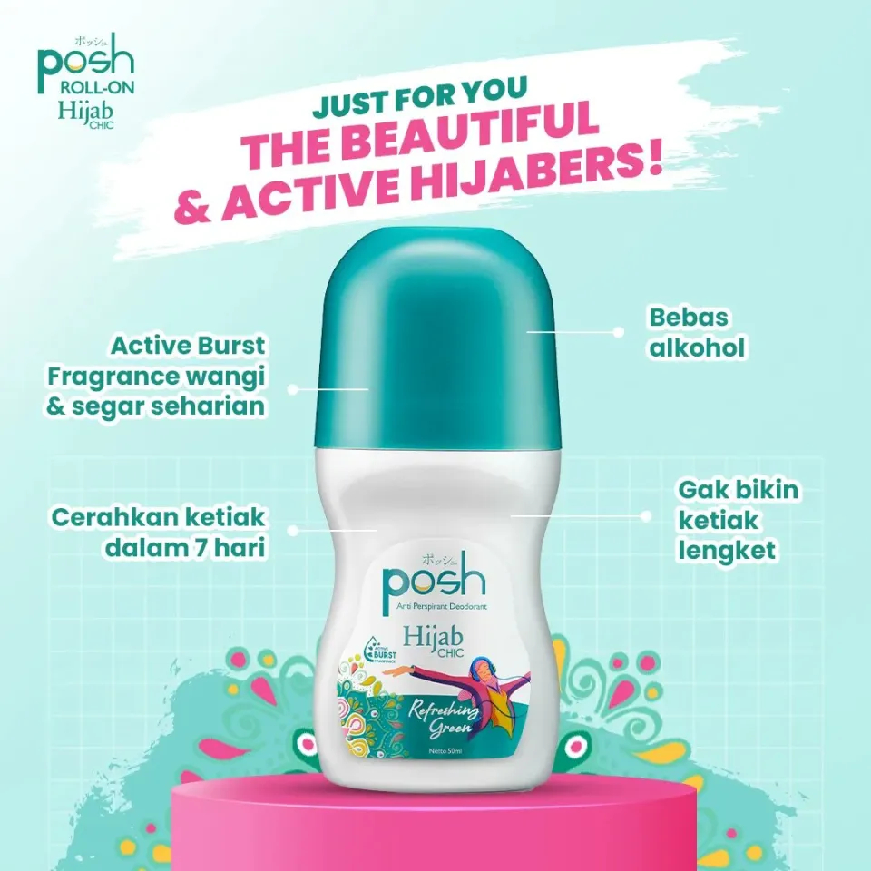 Jual Posh Anti Perspirant Deodorant Hijab Chic Refreshing Green 50ml ...