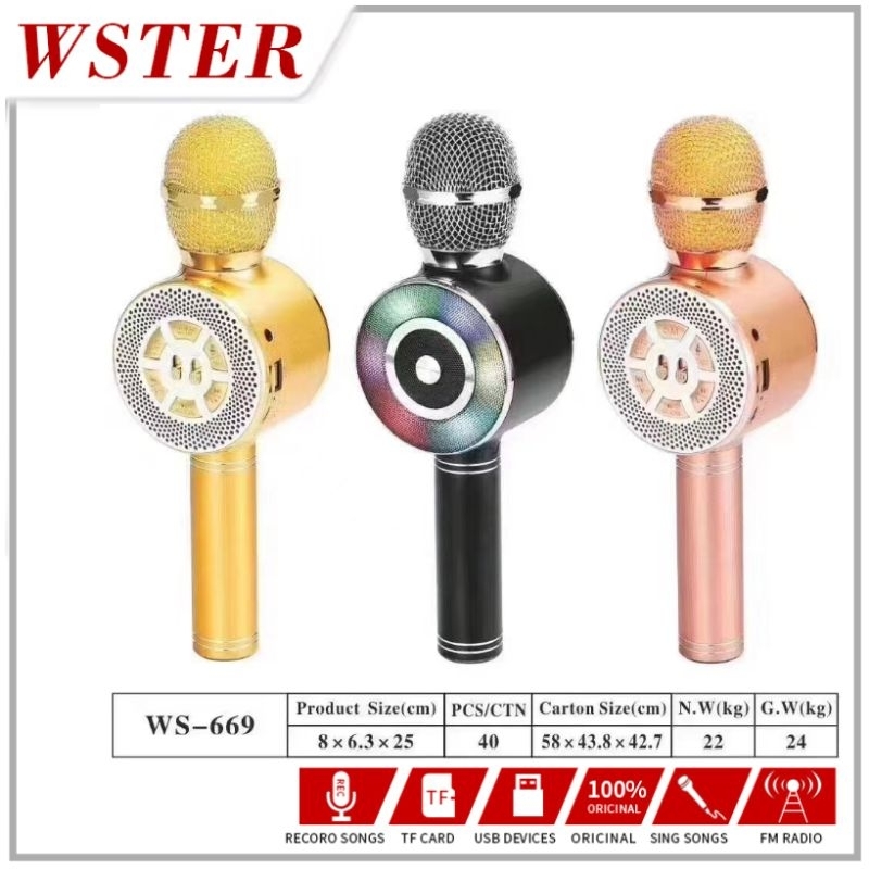 Jual WSTER Original Mic Karaoke microphone Bluetooth wireless WS-669 | Shopee Indonesia