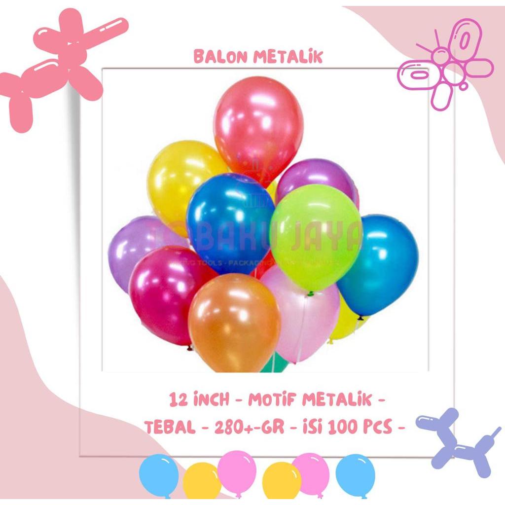 Jual Balon Metalik TEBAL 12" Isi 100 / Balon Party Metalik Murah ...