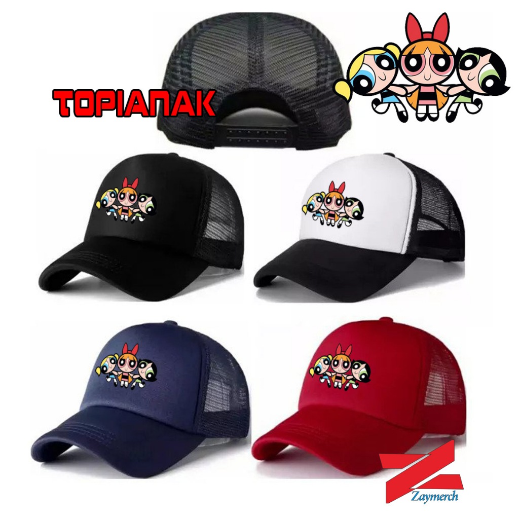 Jual topi anak powerpuff girls topi tracker anak topi jaring anak ...