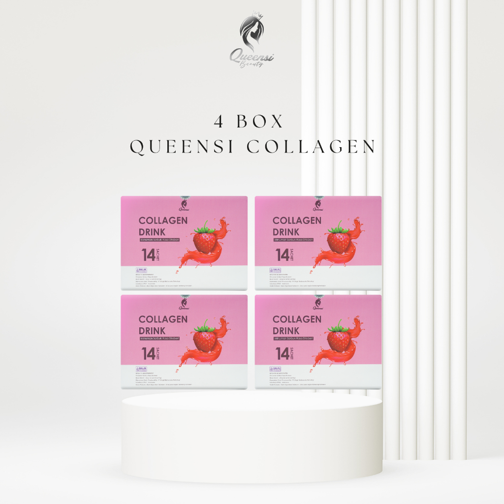 Jual Queensi Collagen Drink Strawberry [ Isi 14 ] With Collagen Bovine Peptiplus Vitamin C & L ...