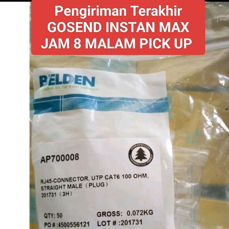 Jual Konektor RJ45 Cat 6 Belden Connector RJ 45 CAT6 1 pack Original ...