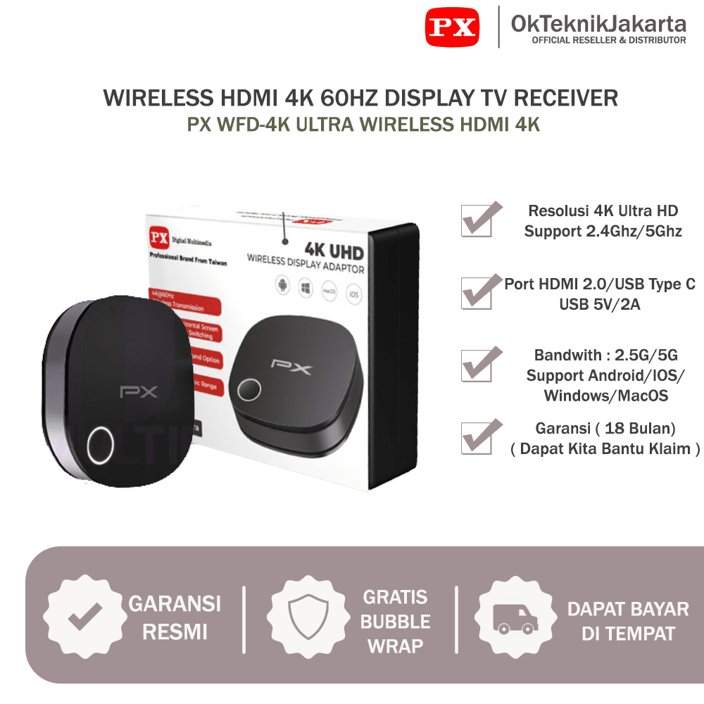 Jual HDMI Wireless Audio Video Receiver 4K Display Extender PX WFD-4K ...