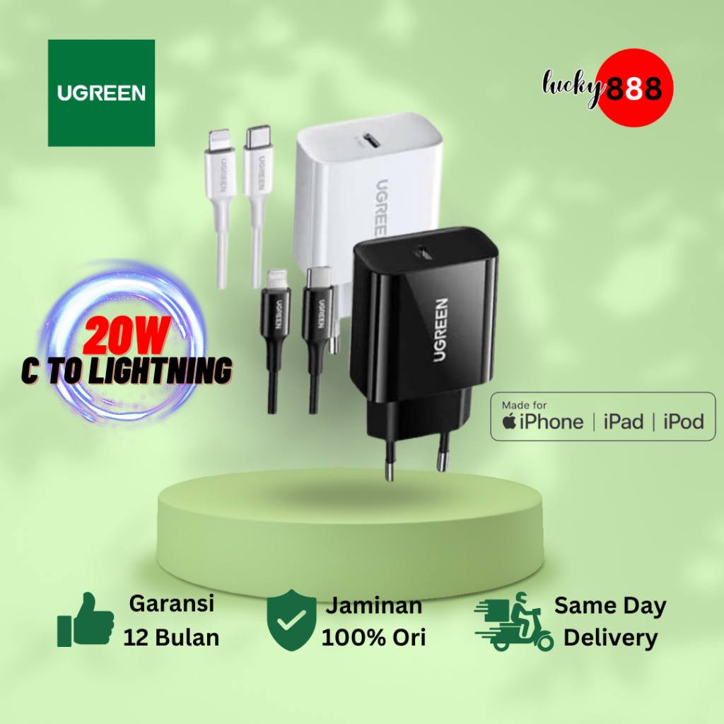 Jual Kepala Adaptor UGREEN Adaptor Charger set iPhone MFI 15 14 13 12 ...