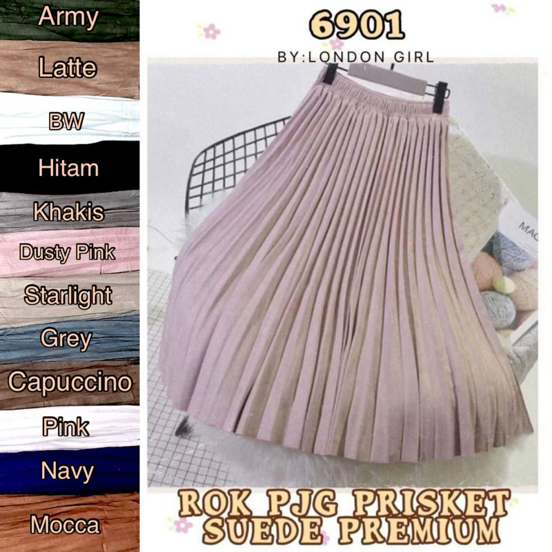 Jual ROK WANITA 6901# SUEDE PREMIUM [PRISKET POLOS PANJANG] LONDON GIRL ...