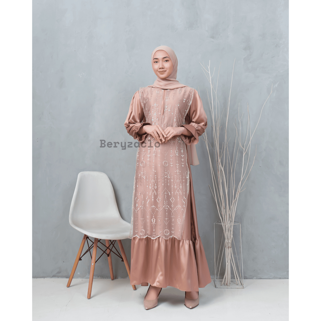 Jual SNOWY DRESS SILK MIX TILLE BRUKAT GAUN KONDANGAN BUSUI FRIENDLY ...