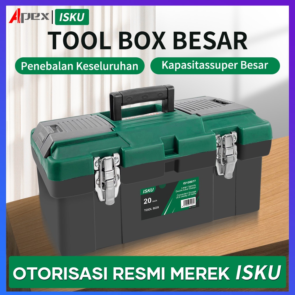 Jual ISKU Tool box besar plastik 14 15 17 18 19 20 inch toolbox kotak ...