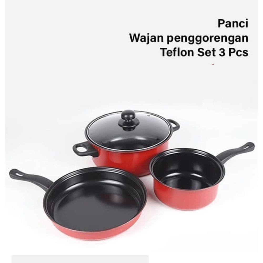 Jual Panci Set 3 IN 1 Anti Lengket Panci Isi 3 Tutup Kaca Panci Set Pot - Penggorengan ...