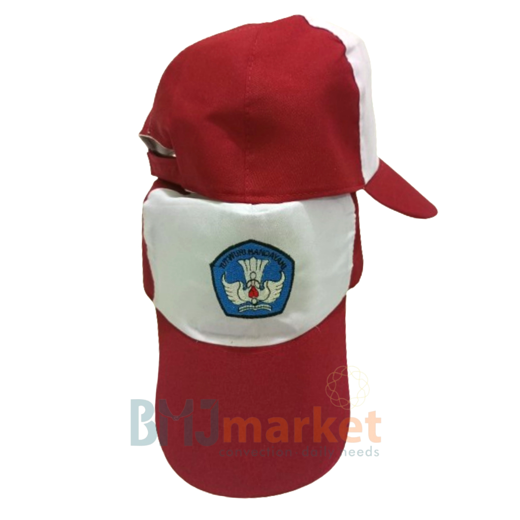 Jual Topi SD Merah Putih Logo Full Bodrir Biru | Shopee Indonesia
