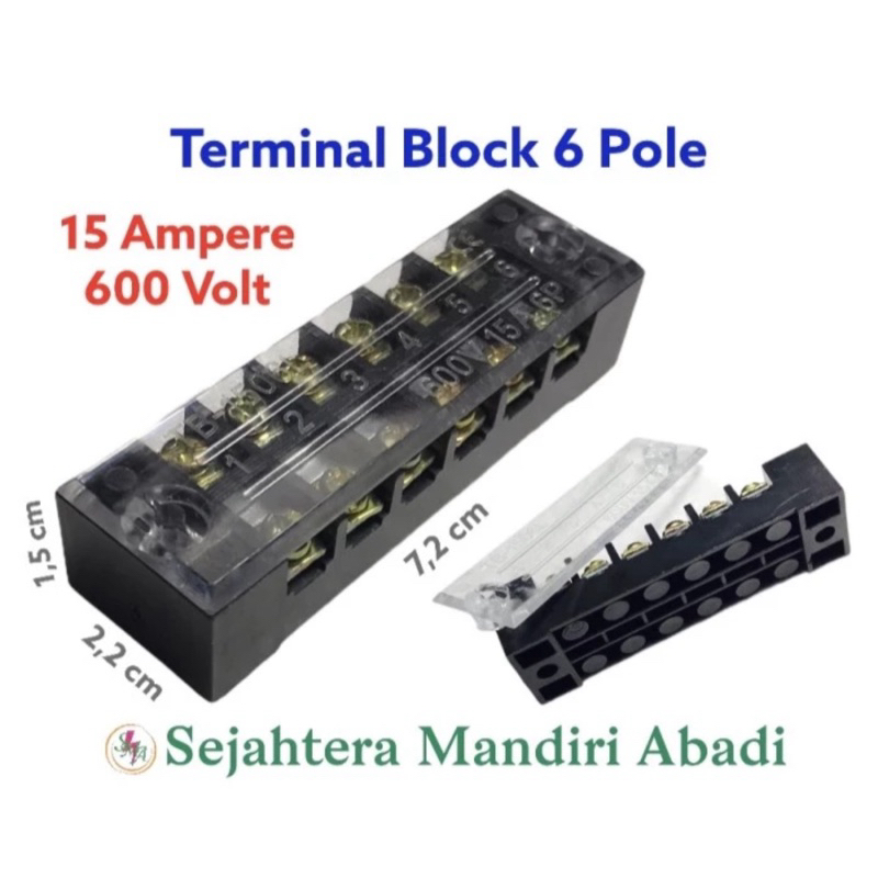 Jual Terminal Blok 15A 6 Pole Cover TB1506 | Shopee Indonesia