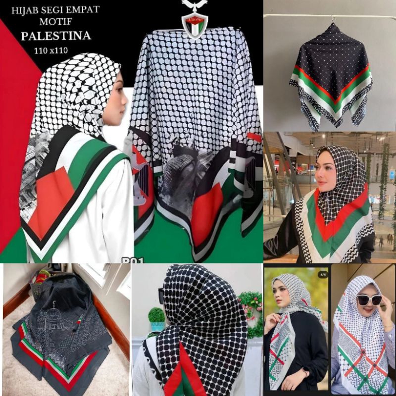 Jual Hijab Palestina | Kerudung Segi Empat Voal Motif Viral Terbaru ...