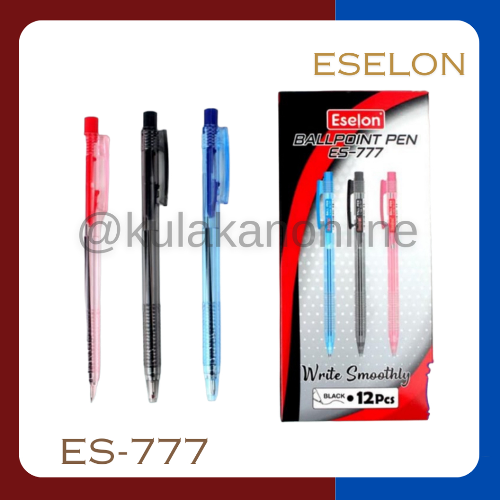 Jual Pulpen Cetek Murah Eselon ES777 / Ballpoint Pen ES-777 (1 Pak isi ...