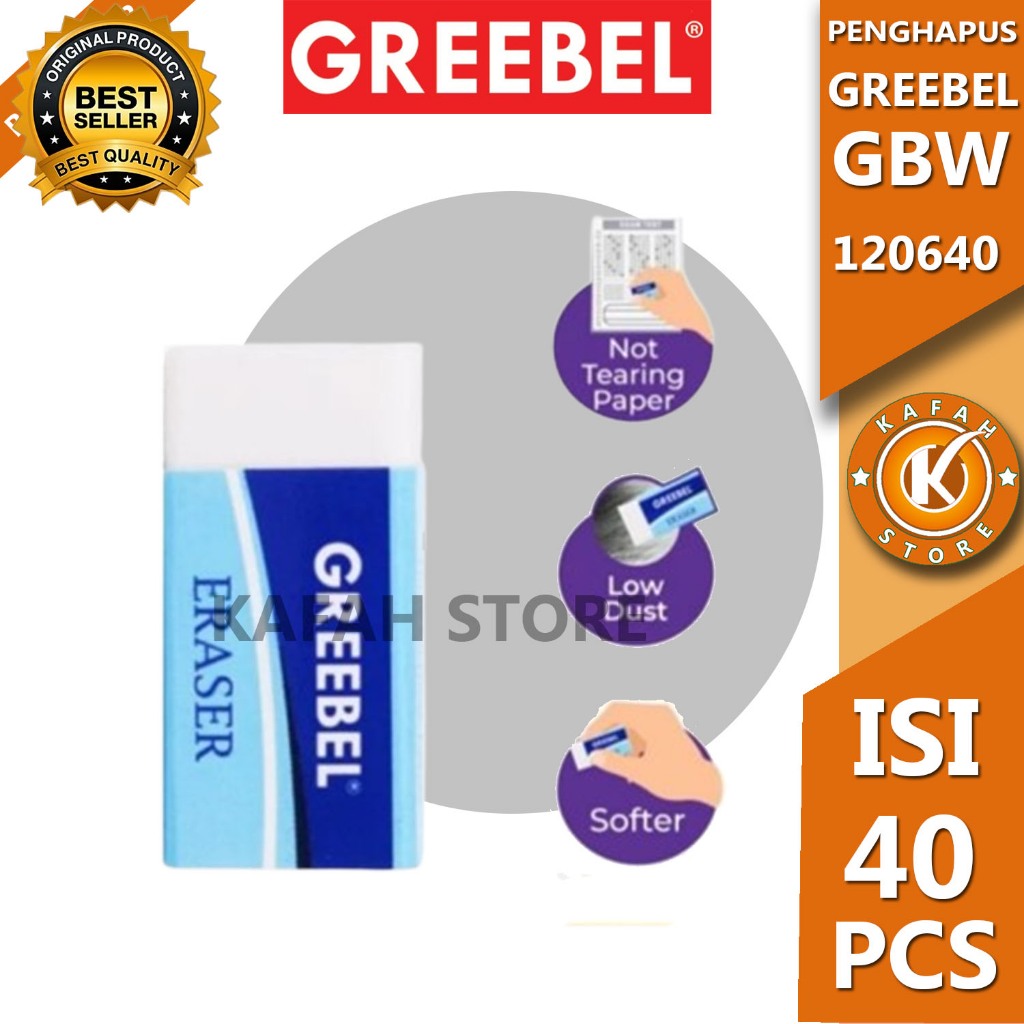 Jual PENGHAPUS GREEBEL WHITE ERASER GBW - 120640 1 PAK ISI 40 PCS KAFAH ...