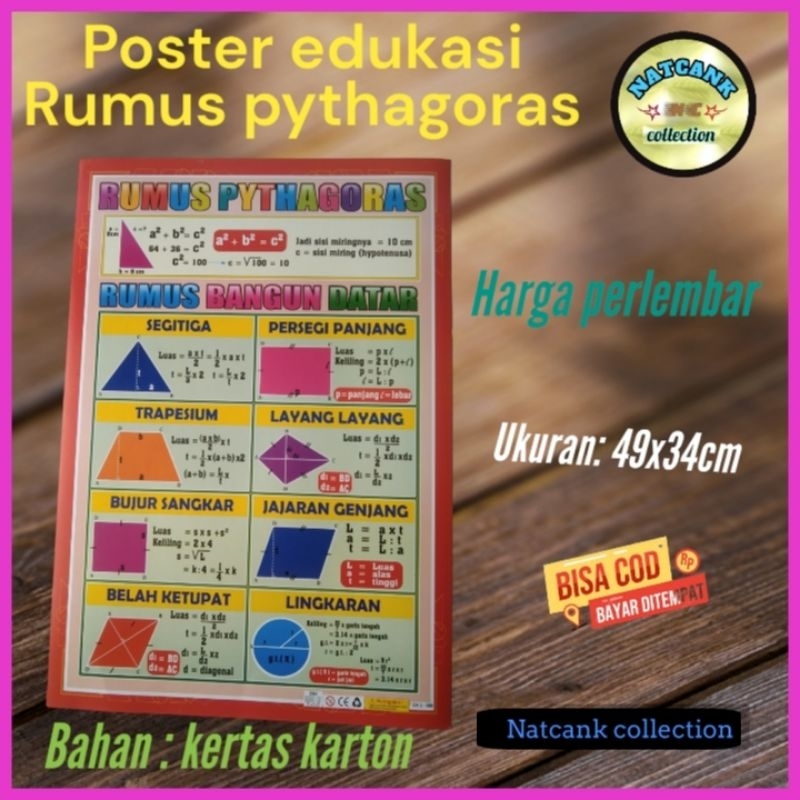 Jual Poster Anak Edukasi Rumus Pythagoras | Shopee Indonesia