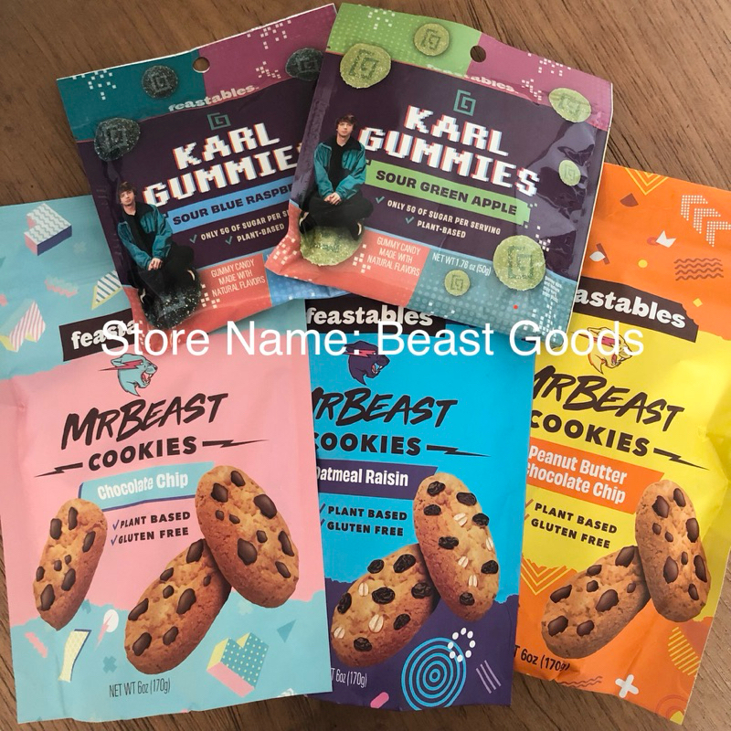 Jual PROMO BUNDLE! MrBeast Feastables Cookies + Karl Gummies Mr Beast ...