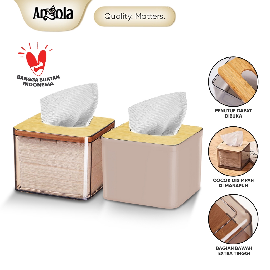 Jual Angola Kotak Tisu Bambu Minimalis D43/D58 Tissue Box Nordic Style ...