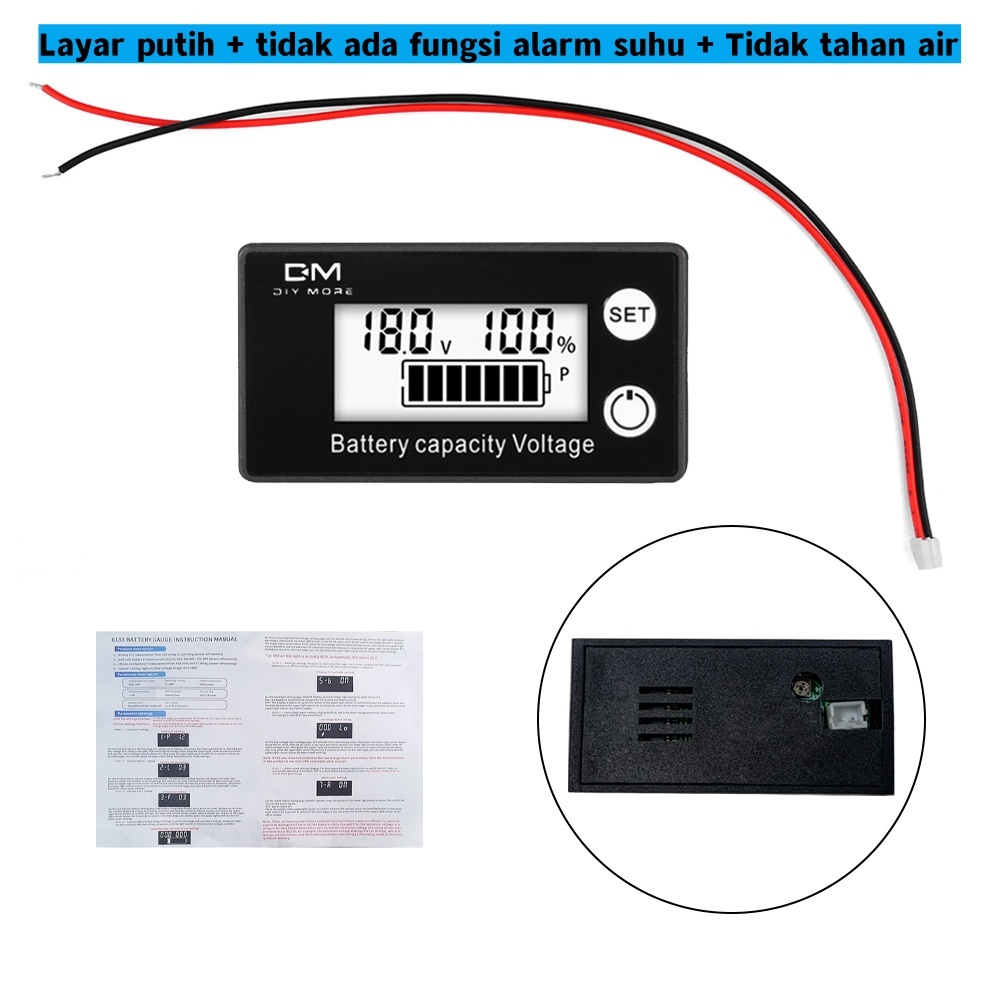 Jual Voktta DM 6133A Voltmeter Power Baterai Tta 8 100v 12v 24v 48v Dengan Indikator Tegangan ...