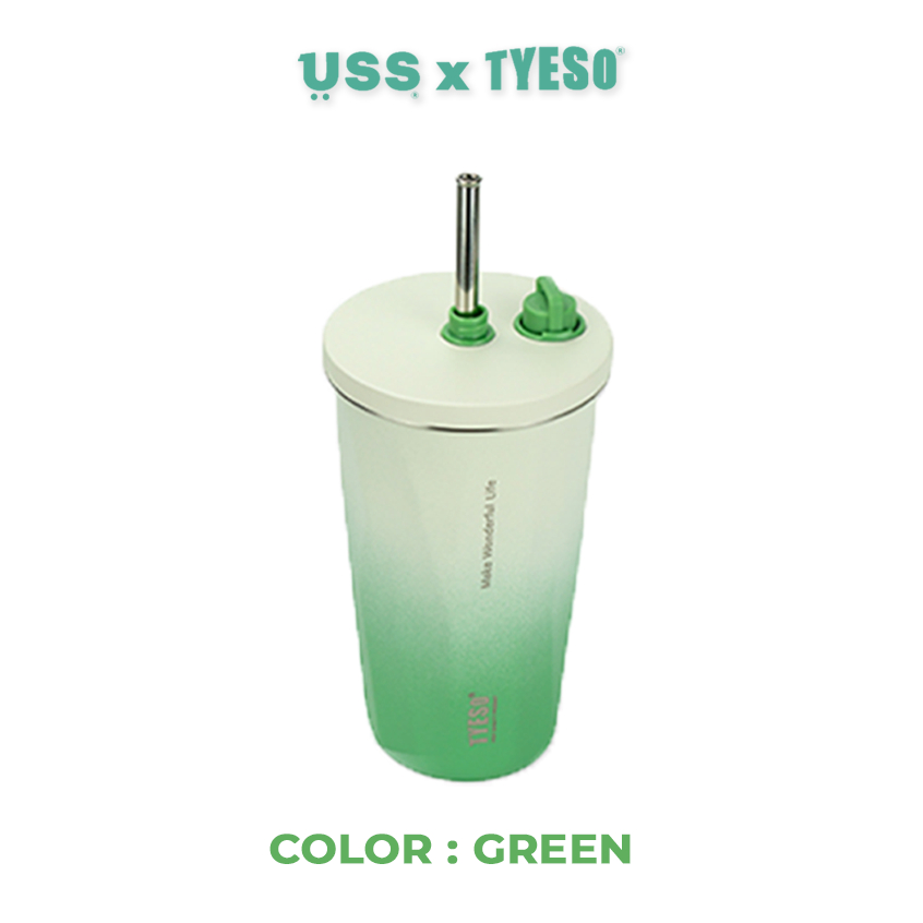 Jual USS x Tyeso Tumbler Gelas Kopi Portable 600ml Stainless Steel Free Sedotan Gradasi Warna ...