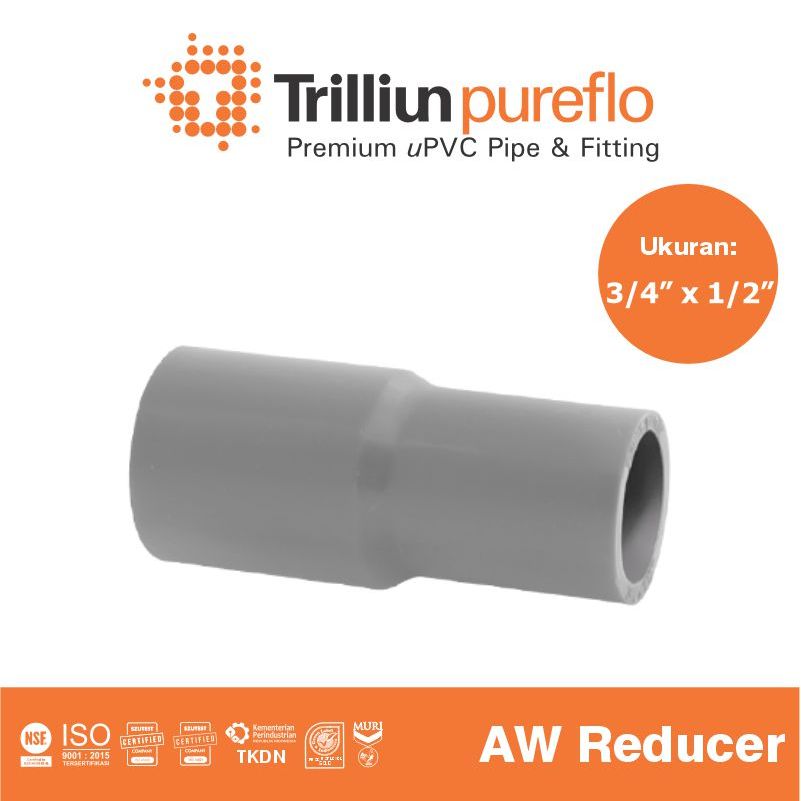 Jual Fitting Pipa uPVC Trilliunpureflo AW Reducer 3/4" x 1/2" Inch ...