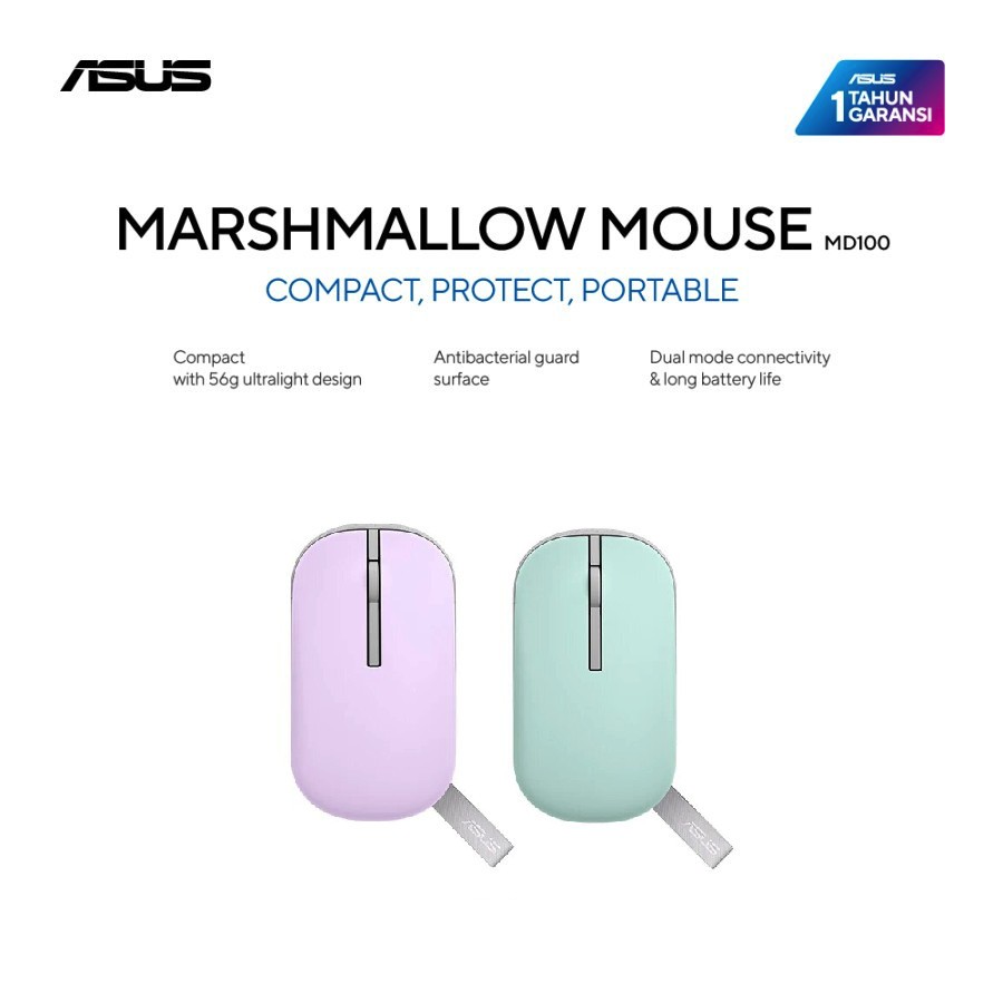 Jual ASUS Marshmallow Mouse MD100 - Lilac Purple set | Shopee Indonesia