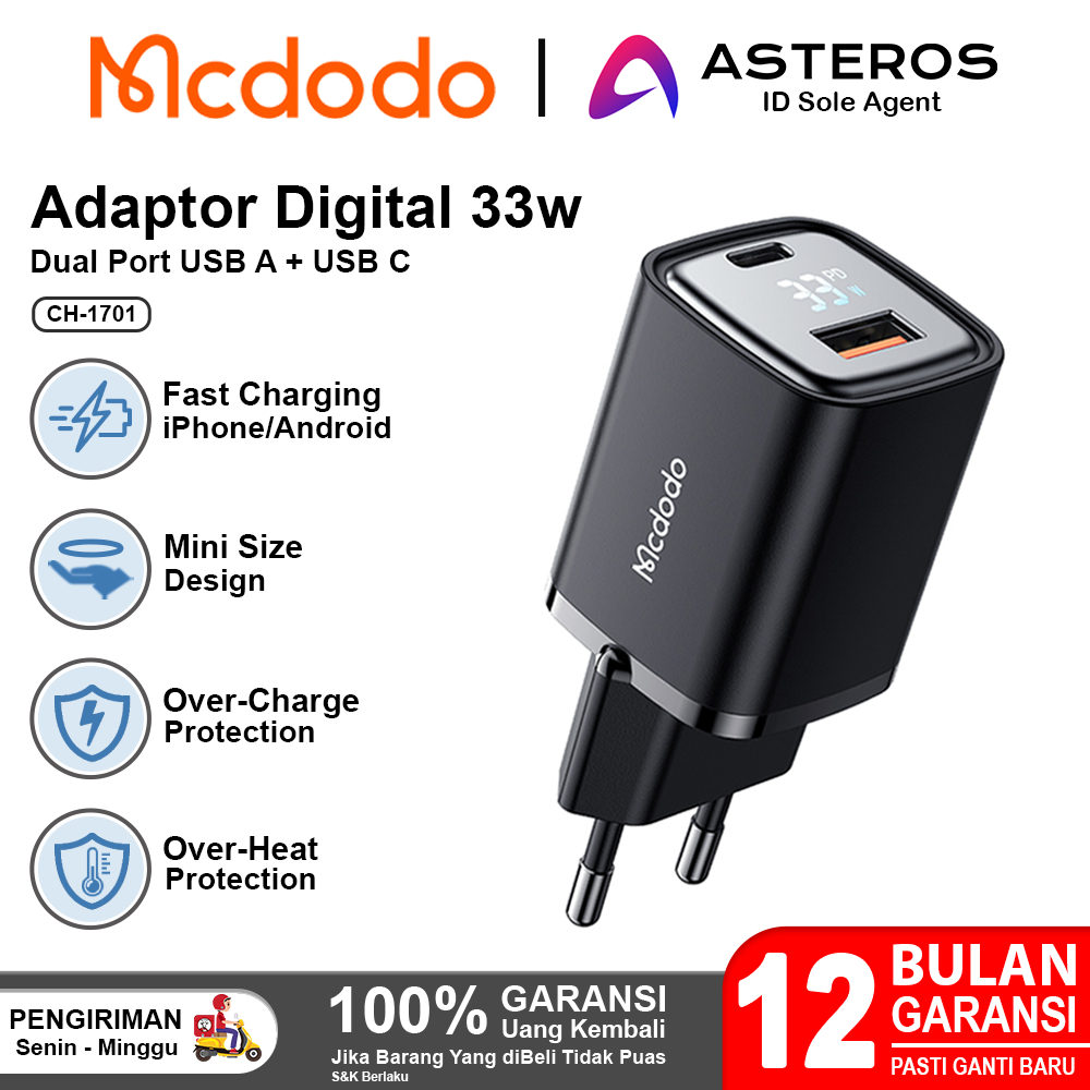 Jual MCDODO Charger Turbo Charge 33w USB Type C For Xiaomi Redmi Fast ...