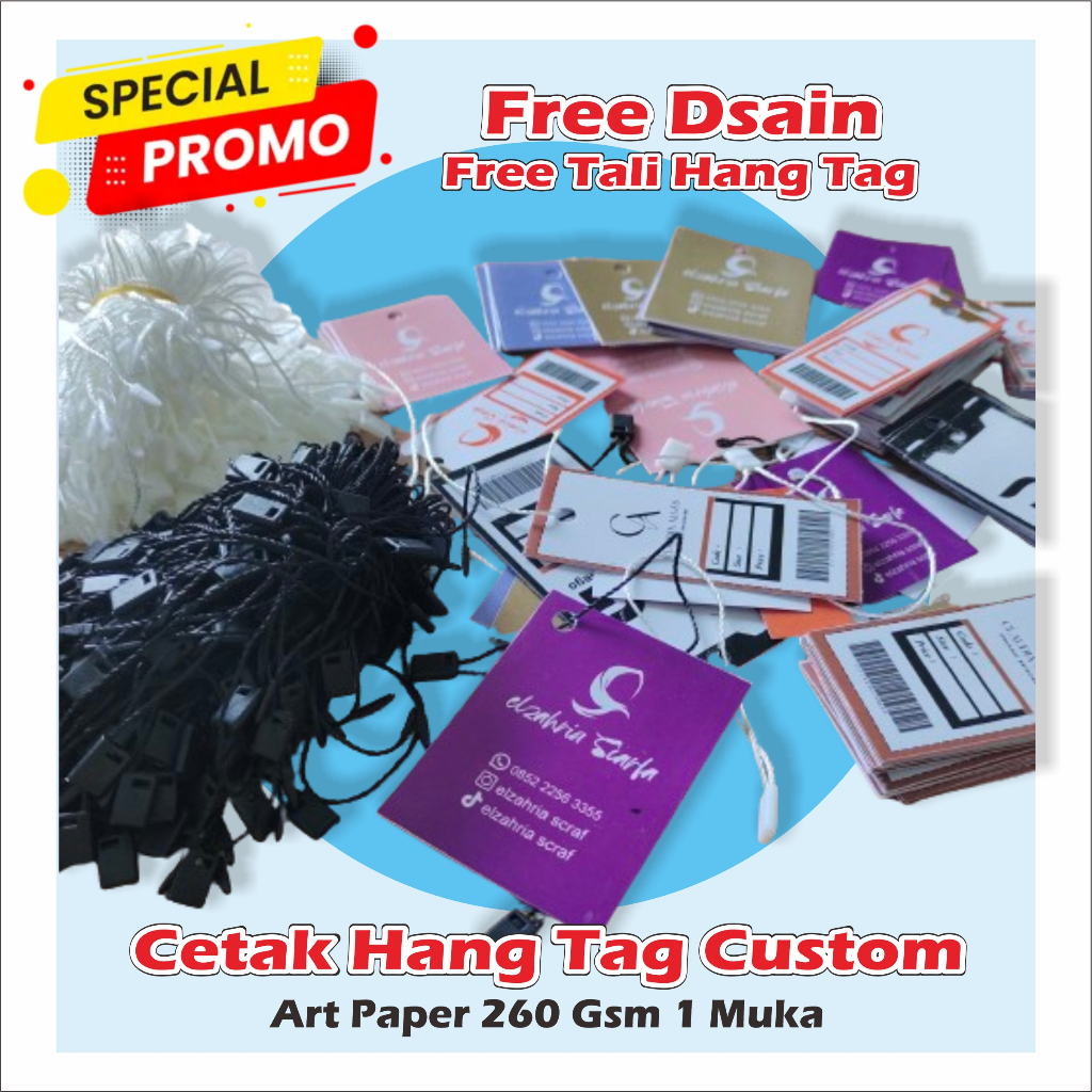 Jual Hang tag custom gratis tali gratis dsain hang tag baju custom hang ...