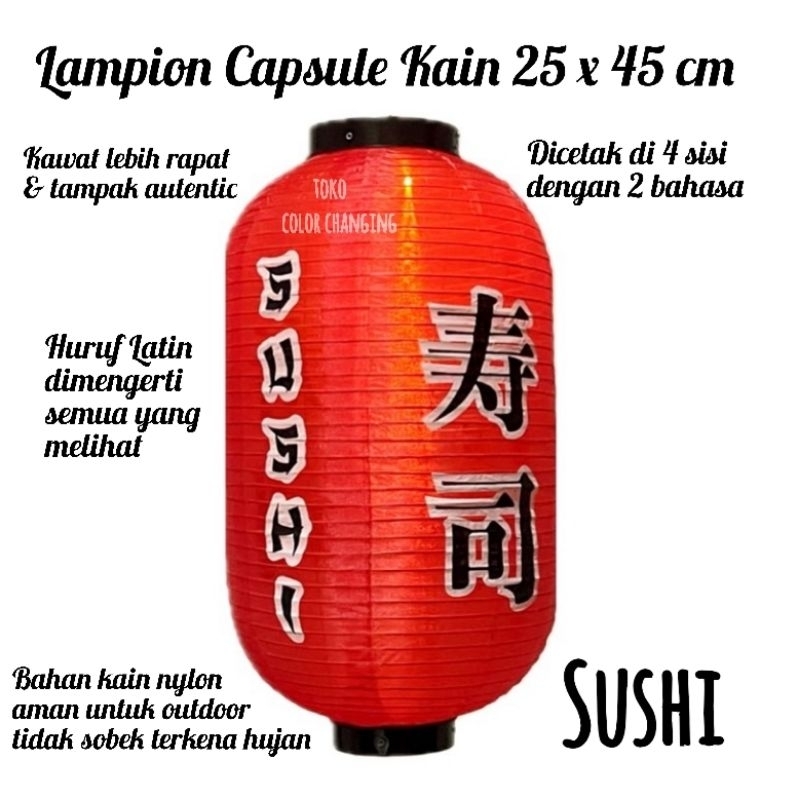 Jual Lampion Jepang Lonjong KAIN PREMIUM OUTDOOR SUSHI MERAH 25 cm ...