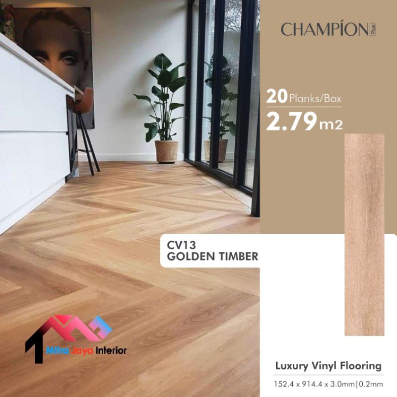 Jual Lantai vinyl motif kayu flooring Aesthetic merk Champion tebal 3mm ...
