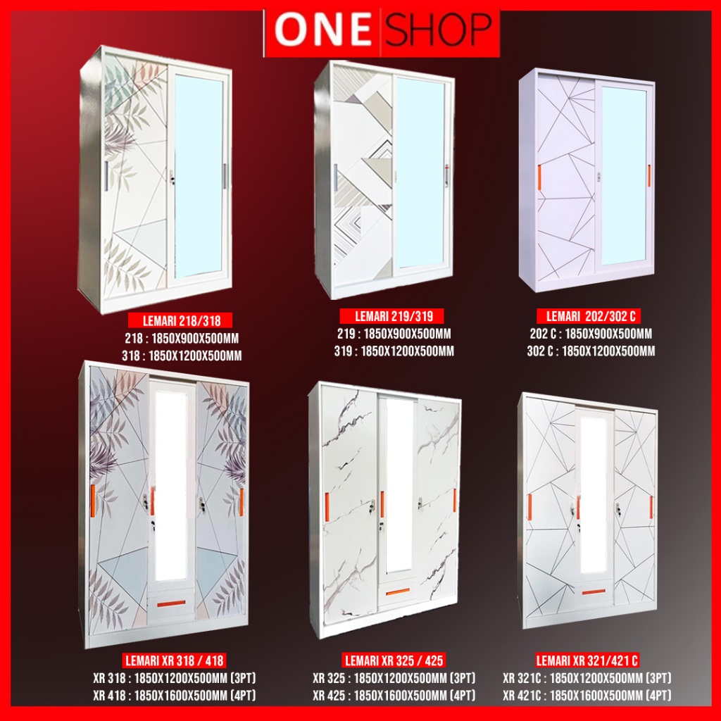 Jual Lemari Baju Besi - Lemari Pakaian Besi Sliding / 2 Pintu / 3 Pintu | Shopee Indonesia