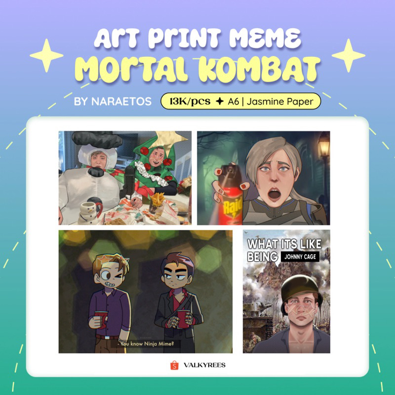 Jual MORTAL KOMBAT Meme Art Print A6 | Johnny Cage Cassie Cage Kenshi ...