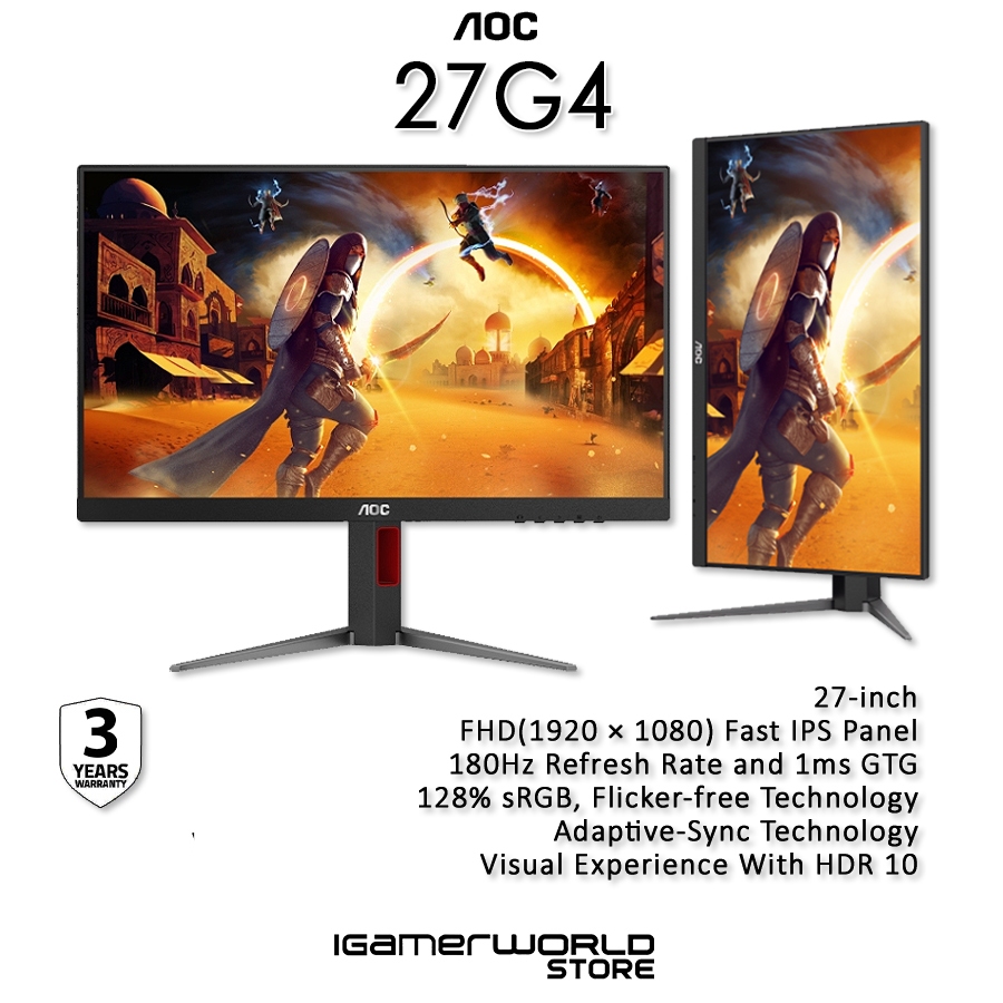 Jual AOC 27G4 27 inch FHD 180Hz Fast IPS HDR10 Gaming Monitor | Shopee ...