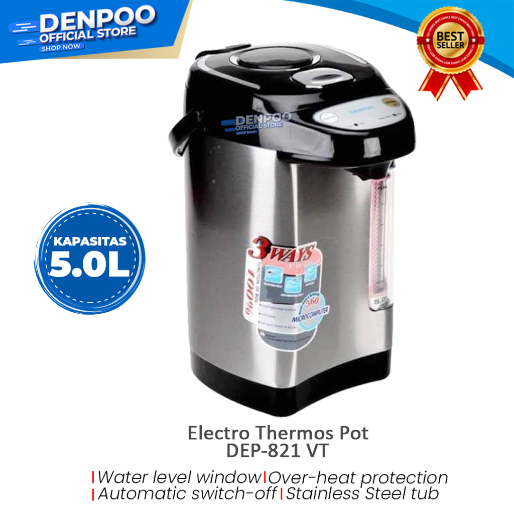 Jual Denpoo Electro Thermos Pot 5.0 Liter DEP 858 VT | Shopee Indonesia